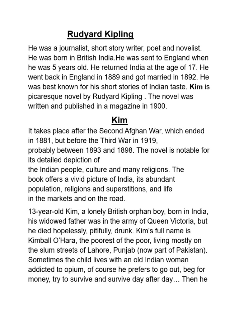 Rudyard Kipling | PDF | Kim (Novel)