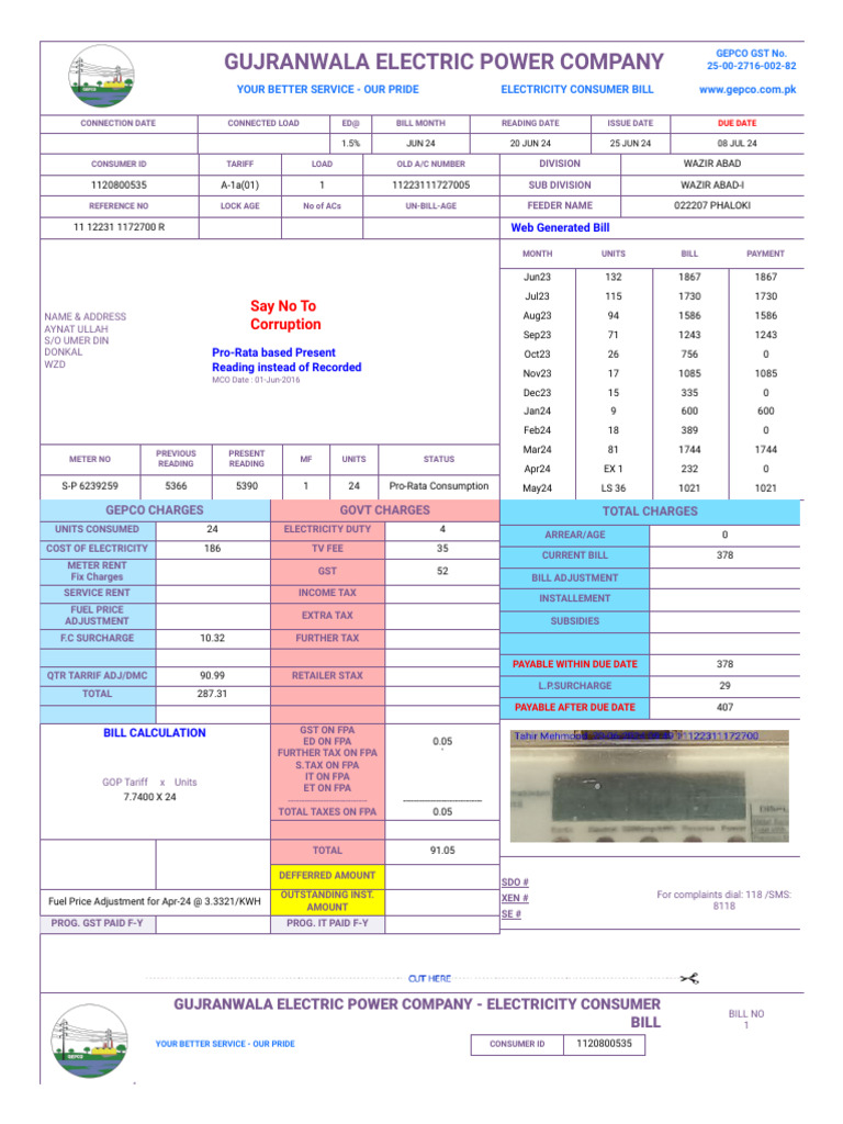 Gepco Online Bill | PDF | Taxes | Payments