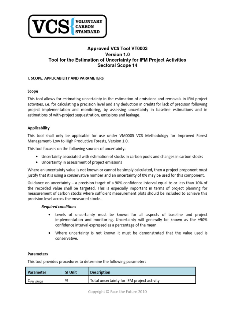 VT0003 VCS Tool Improved Forest Management Uncertainty Estimation v1.0 ...