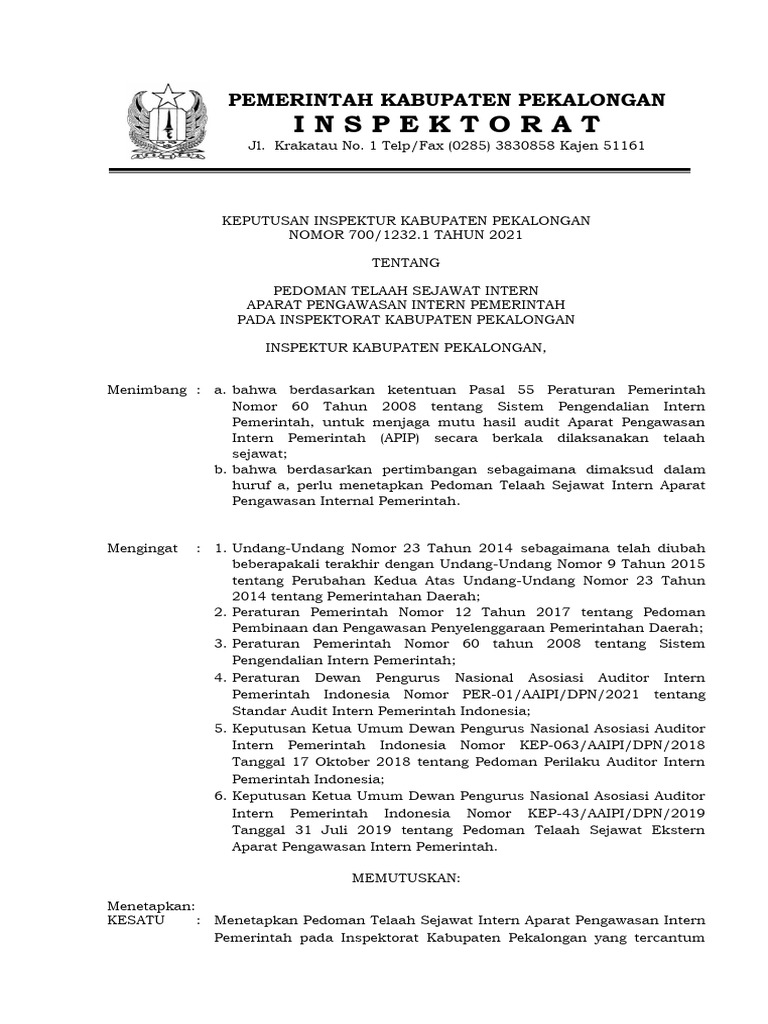 SK Telaah Sejawat Intern Perubahan | PDF