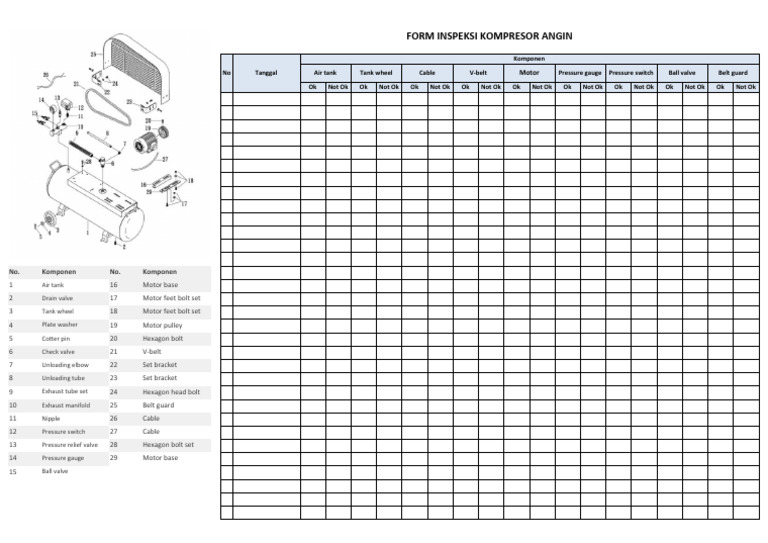 Form Inspeksi Kompresor Angin 2021 | PDF