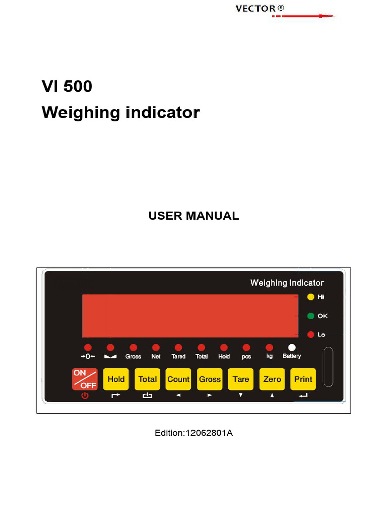 VI 500 Weighing Indicator User Manual | PDF | Parameter (Computer ...