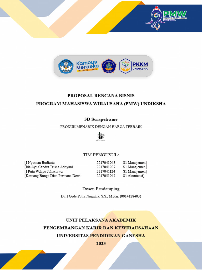 Template Proposal PMW Undiksha 2023 v1.1 | PDF | Bisnis | Seni