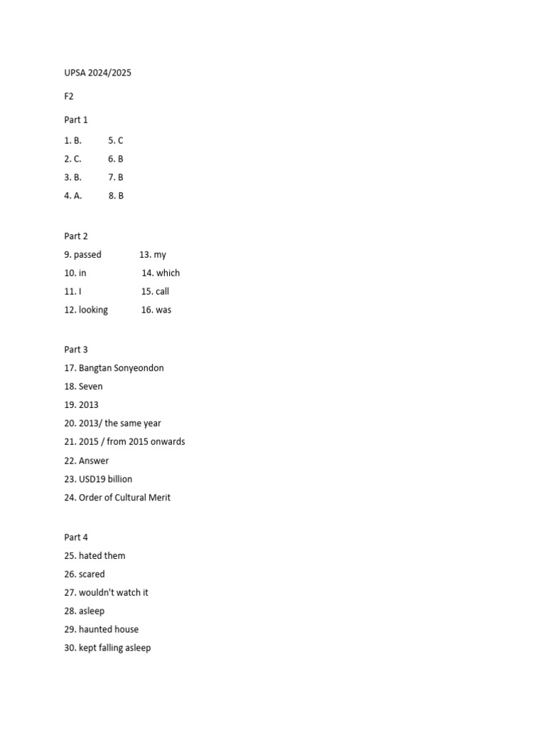 Answer f2 Upsa p1 | PDF
