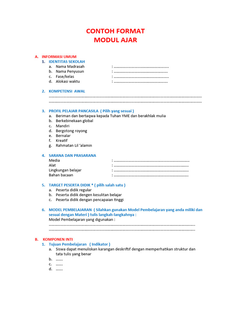 Format Modul Ajar | PDF