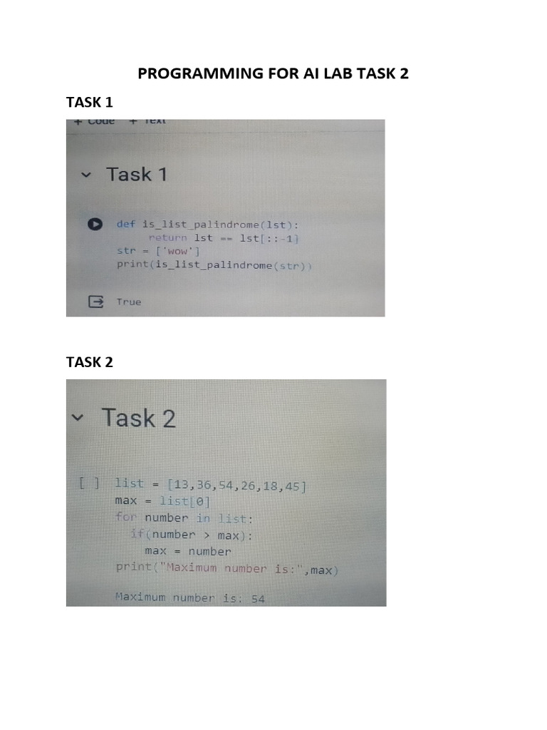 Programming For Ai Lab Task 2 | PDF