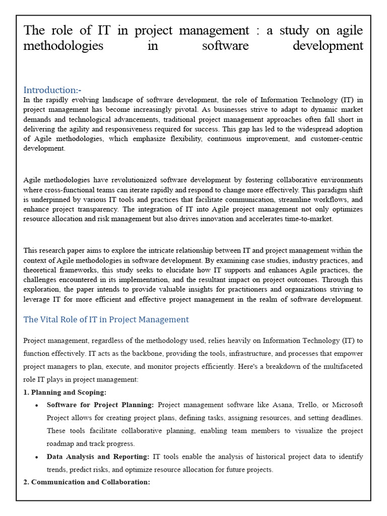 IT's Impact on Agile Project Management | PDF | Agile Software ...