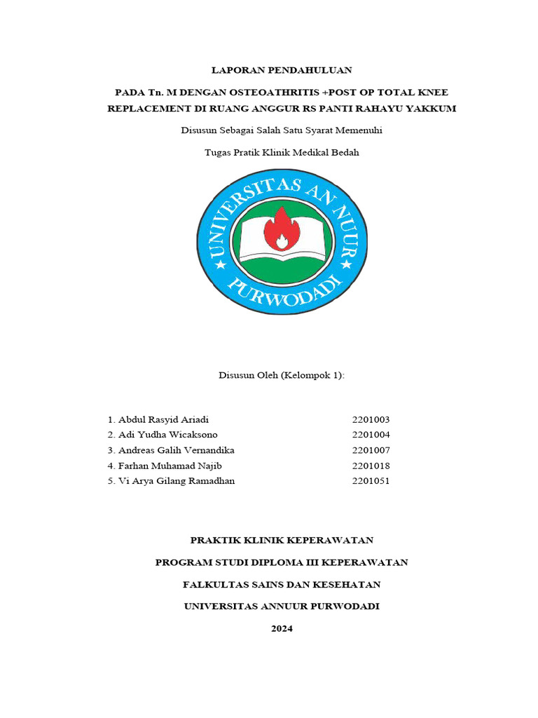LP Oa (Post Op TKR) Kelompok 1 Revisi Hal 14-Akhir | PDF