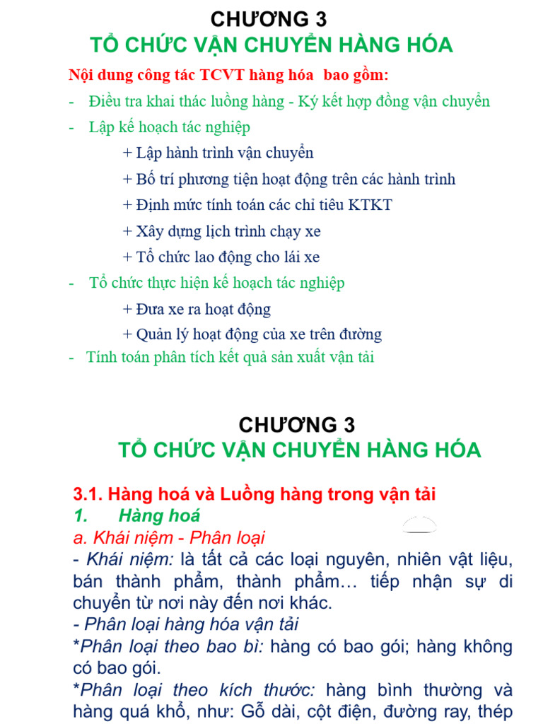 Chương 3 - TC VTHH Bằng Ô-Tô | PDF