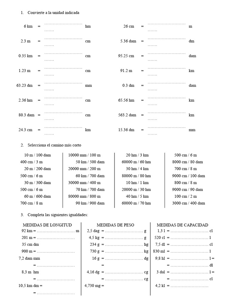 Convierte A La Unidad Indicada | PDF | Litro | Longitud