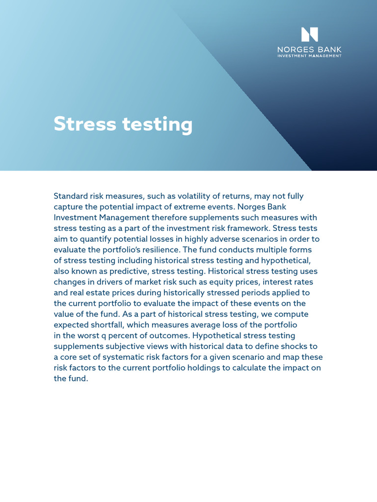 挪威主权基金stress testing 2020 | PDF | Financial Risk | Stress Test (Financial)