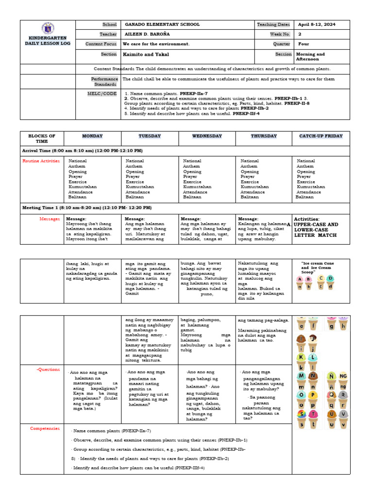 Catch Up Kinder DLL q4 Week 2 | PDF