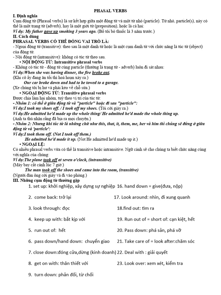 Phrasal Verb Ly Thuyet | PDF