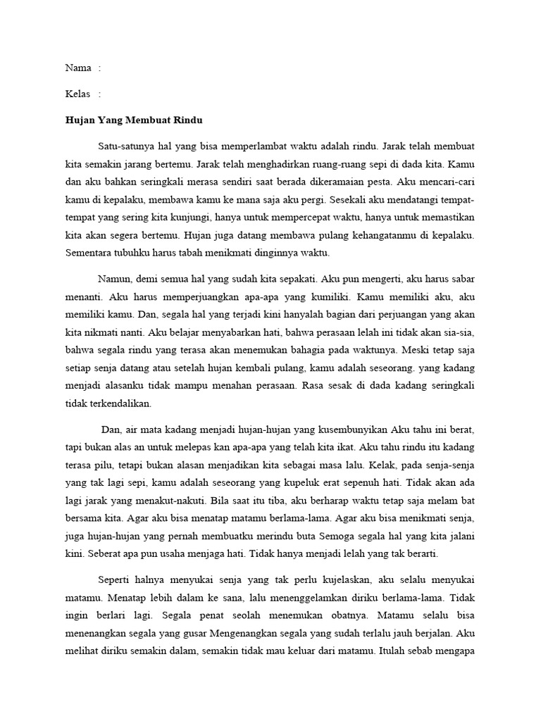 Hujan Yang Membuat Rindu | PDF | Puisi