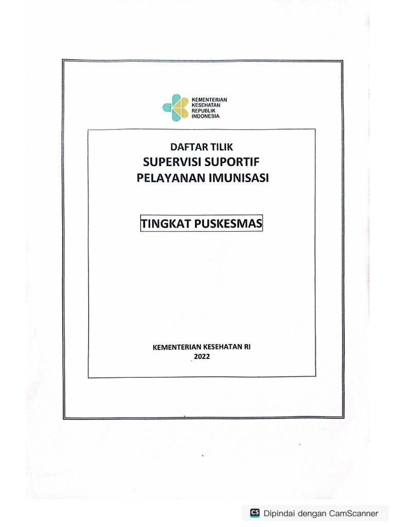 Daftar Tilik Supervisi Imunisasi Teluk Meranti | PDF