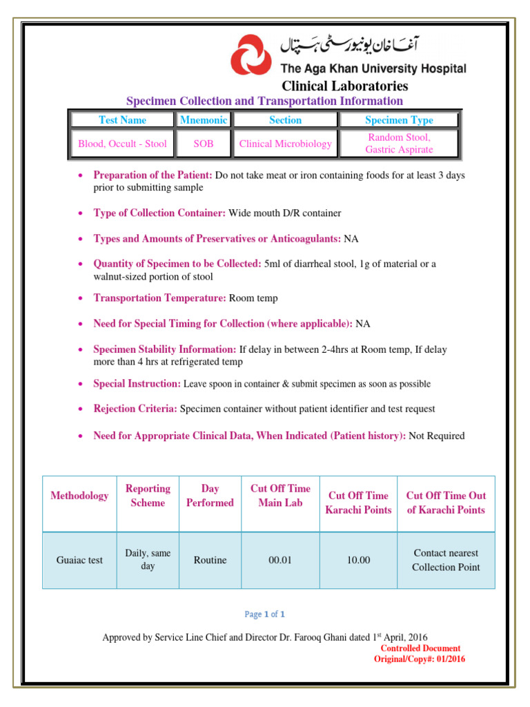 Stool Specimen Collection Guidelines | PDF