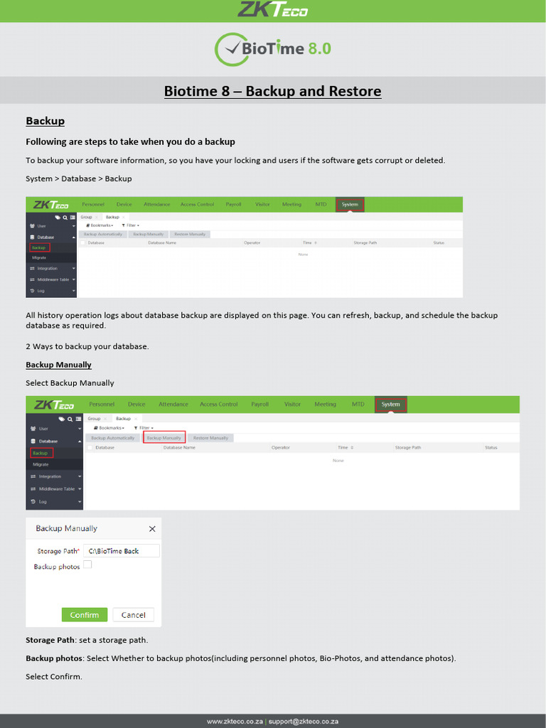 Biotime 8 - Backup and Restore | PDF | Computers