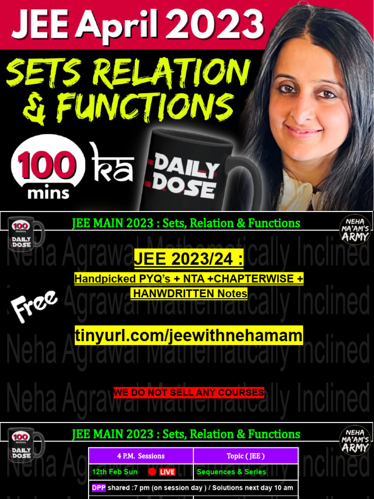 JEE MAIN 2023 - Sets, Relation & Functions | PDF | Set (Mathematics) | Function (Mathematics)