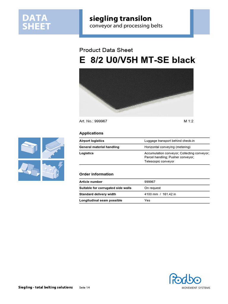 Data Sheet: E 8/2 U0/V5H MT-SE Black | PDF | Belt (Mechanical ...