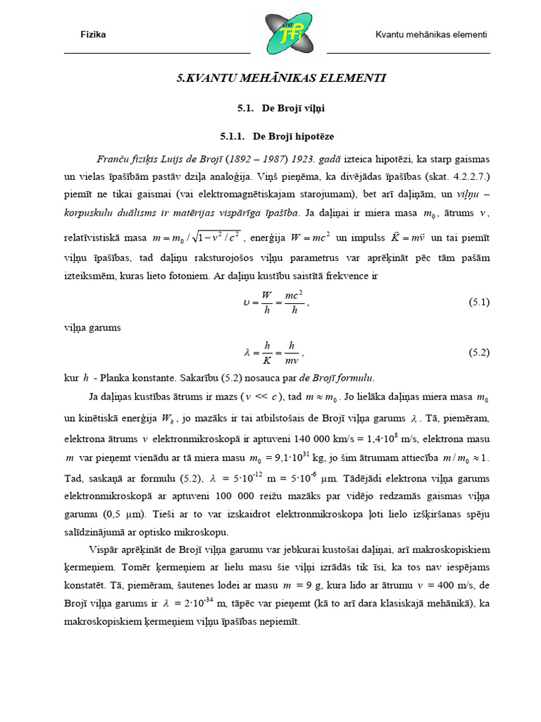 Kvantu Mehanika RTU | PDF