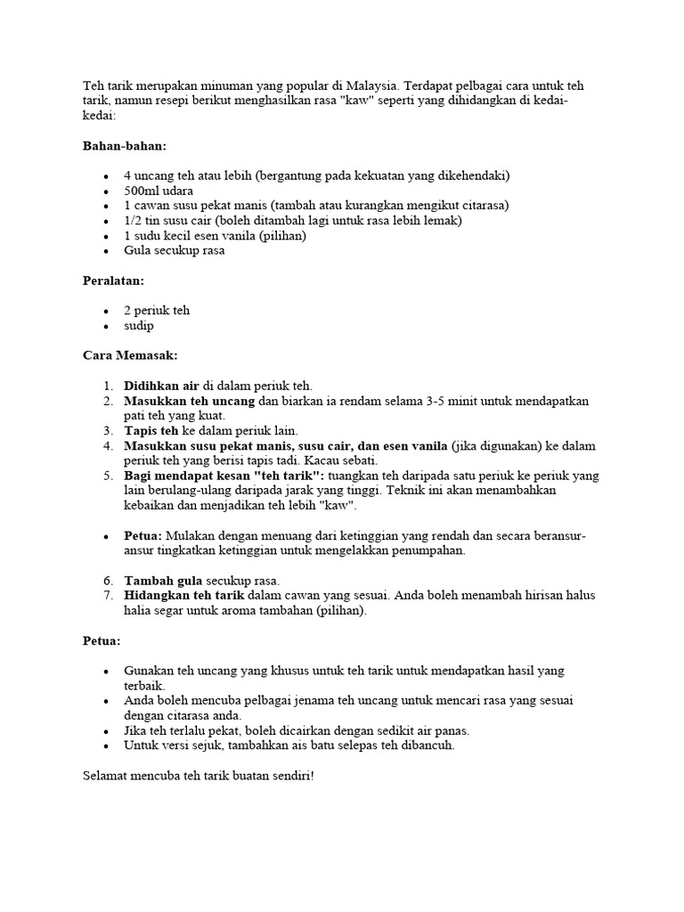 Kek Teh Tarik | PDF