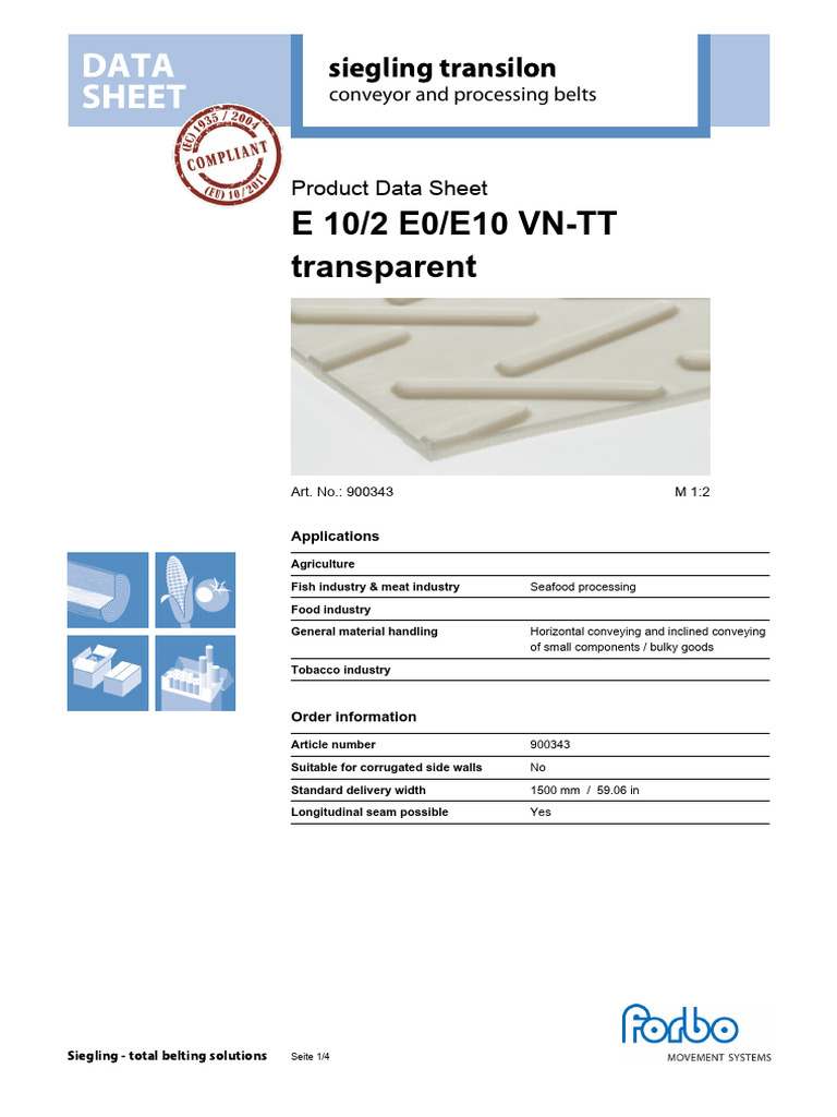 Data Sheet: E 10/2 E0/E10 VN-TT Transparent | PDF | Textiles | Polyester