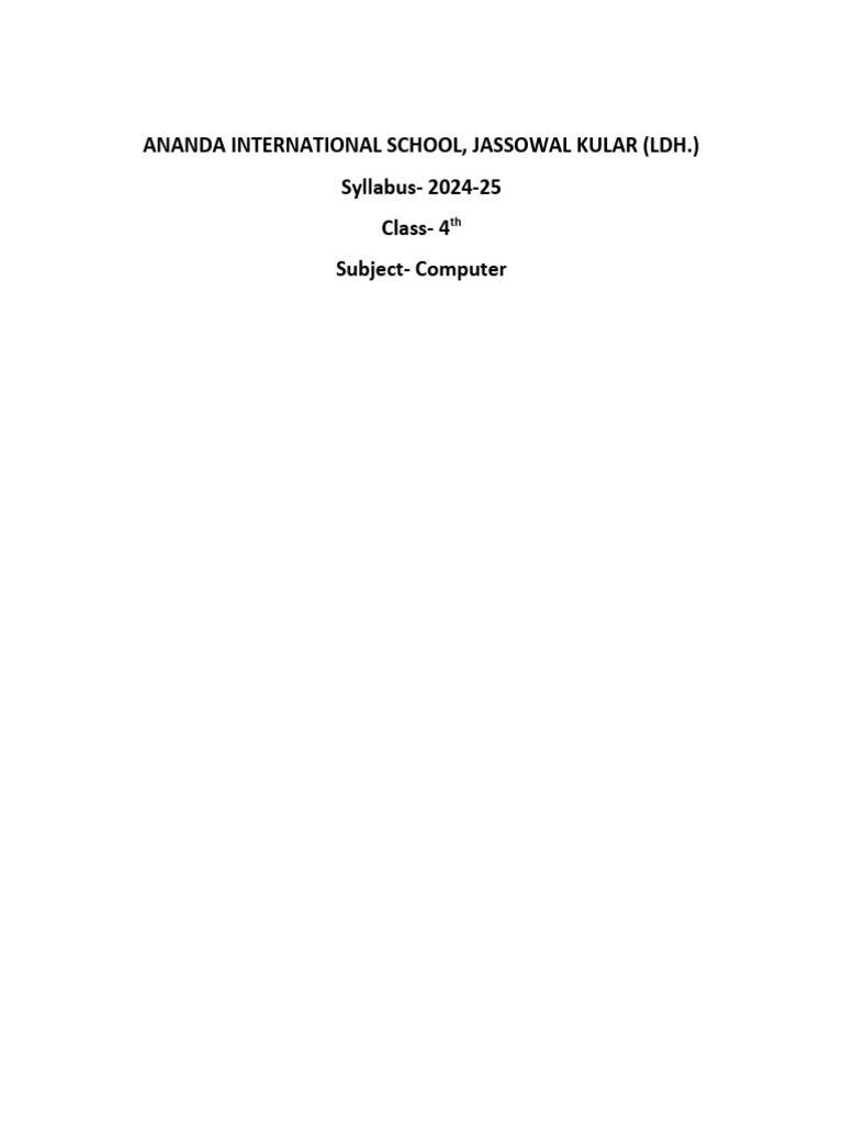 Class 4 Syllabus Overview 2024-25 | PDF