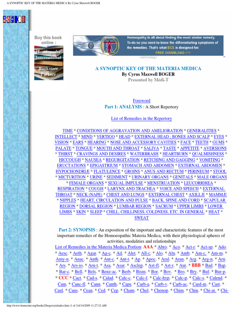 Boger's Synoptic Key Overview | PDF | Thorax