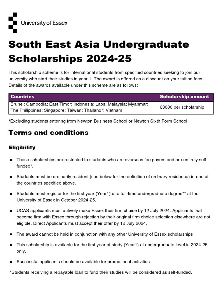 South East Asia Scholarship 2024 25 | PDF | Southeast Asia ...