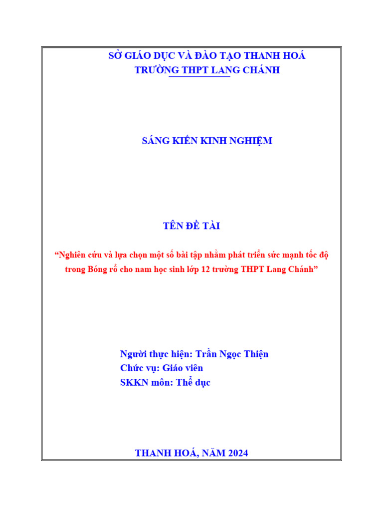 TDTT - Tran Ngoc Thien | PDF