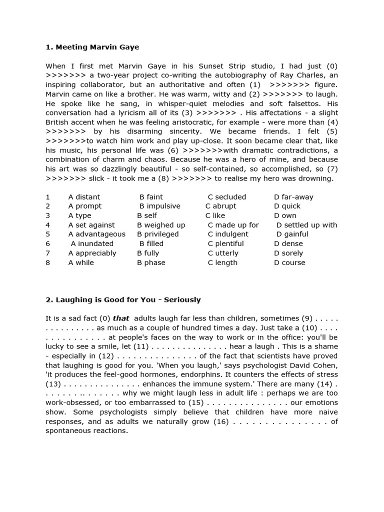 Open Cloze 18 Pdf English Language Grammar