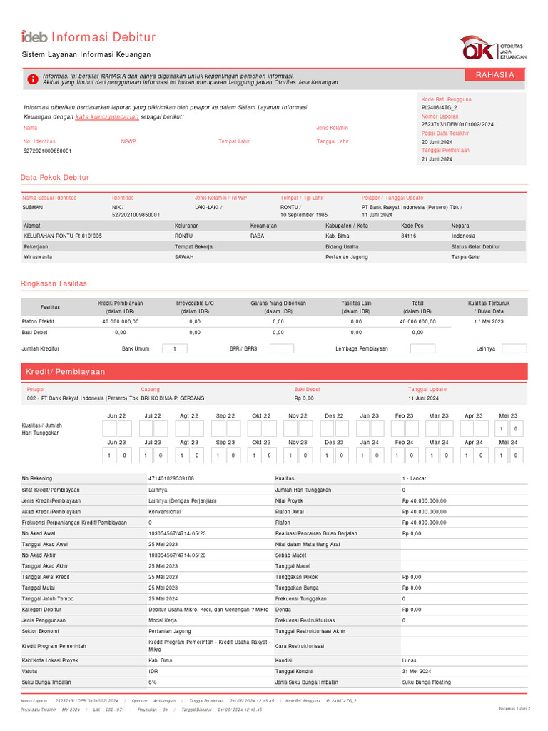 Prescreening Slik MK24062139469 | PDF