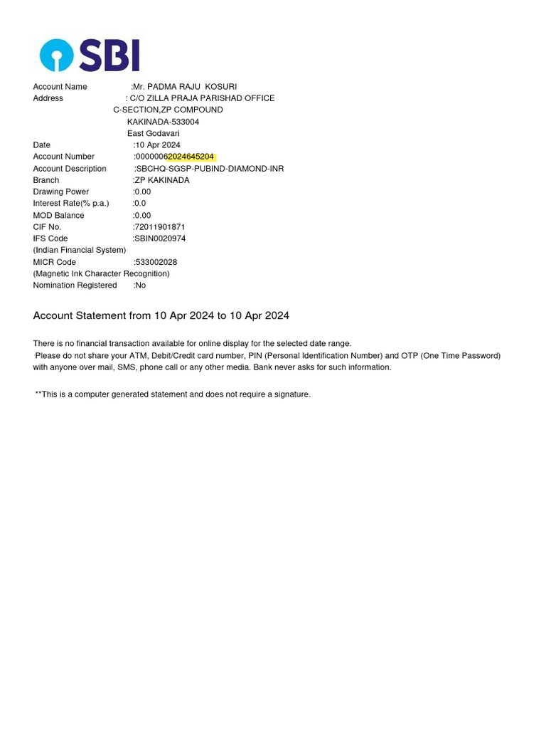 SBI Account Number | PDF