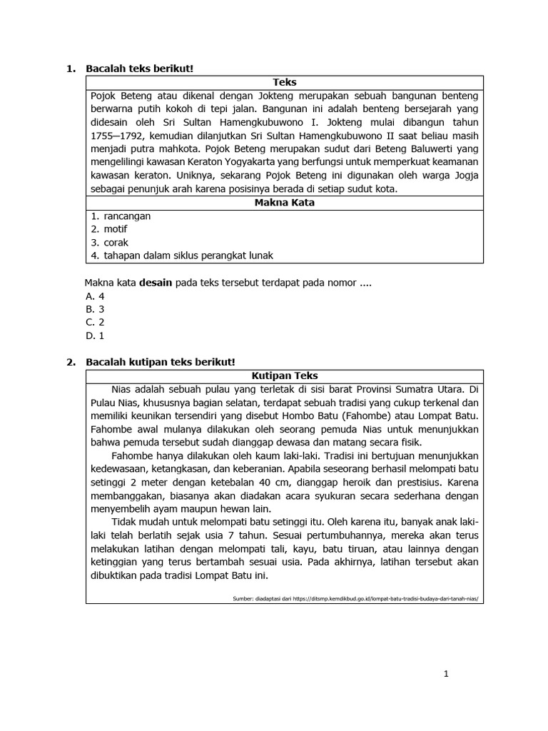 08 Soal Aspd 2024 BHS Indo Paket B-1 | PDF