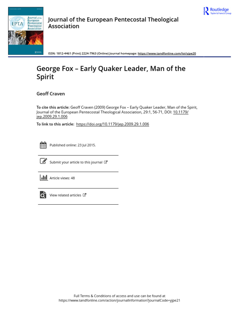 George Fox Early Quaker Leader Man of the Spirit | PDF | Christian ...