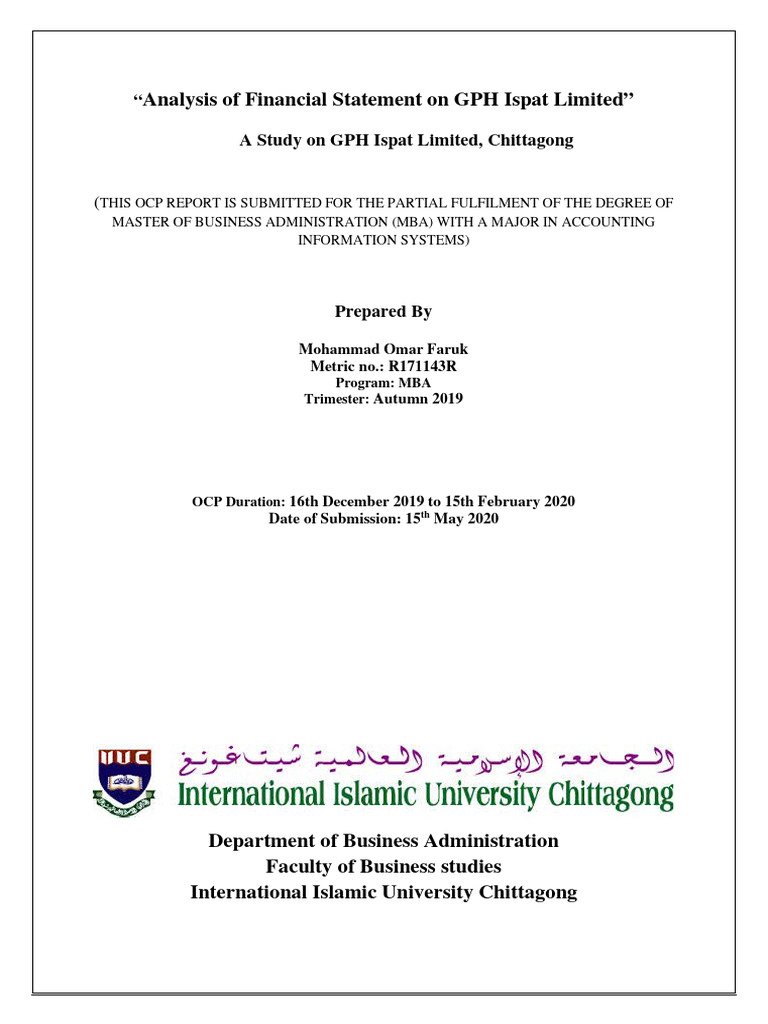 final report font page | PDF | Financial Statement | Master Of Business ...