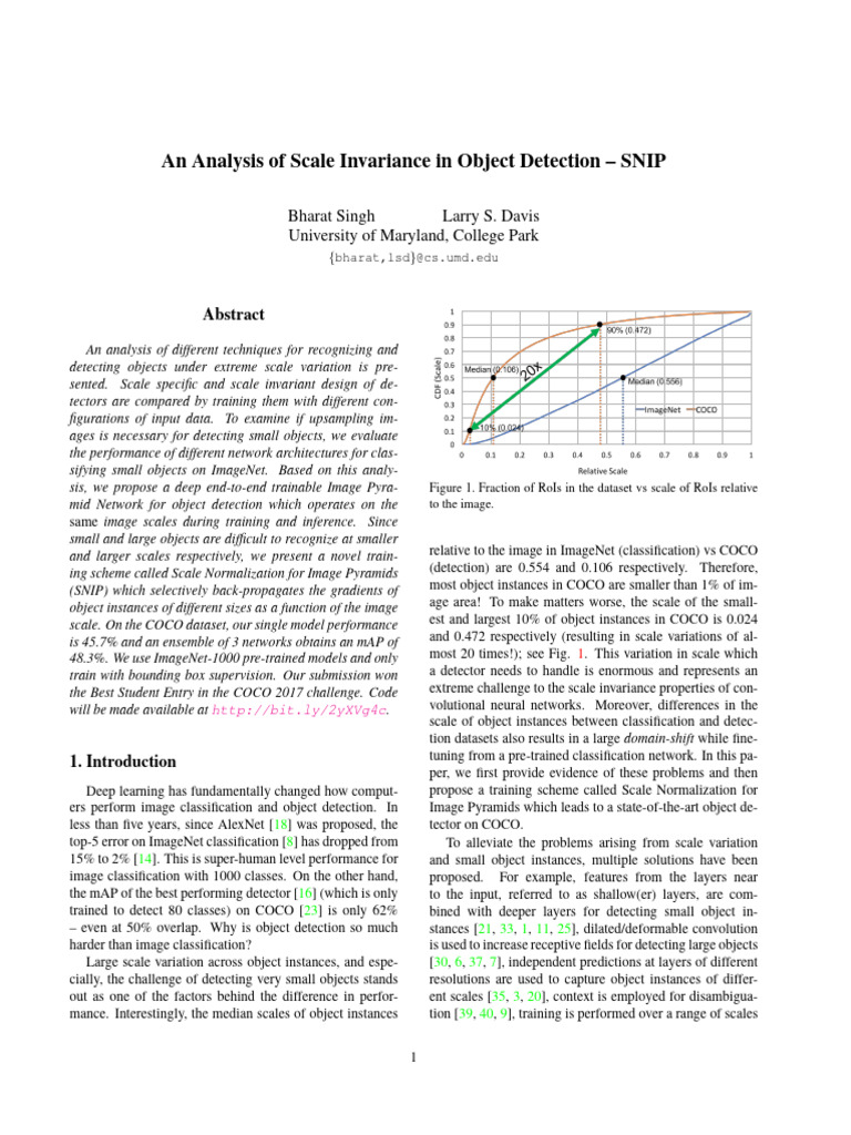 An Analysis Of Scale Invariance In Object Detection Pdf Image Resolution Applied Mathematics