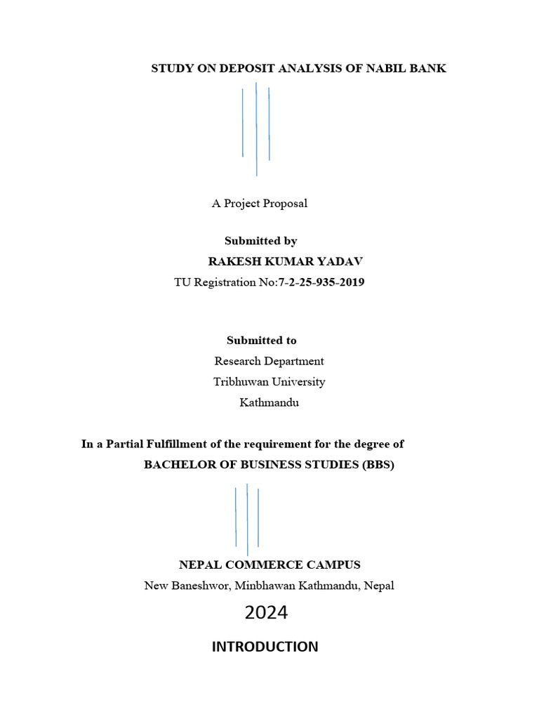 Proposal of Deposit Analysis of Nabil Bank | PDF | Banks | Deposit Account