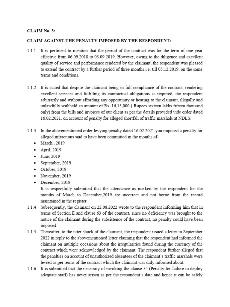 Claim 3 | PDF | Breach Of Contract | Law Of Obligations