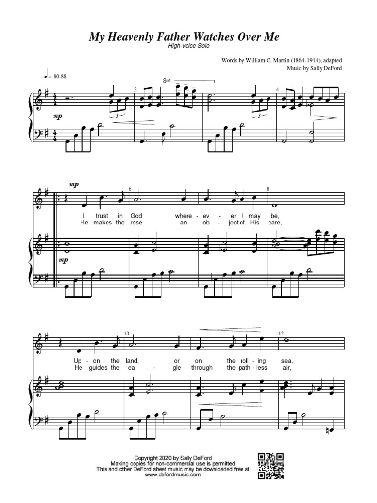 Solo My Heavenly Father Watches Over Me High Voice | PDF