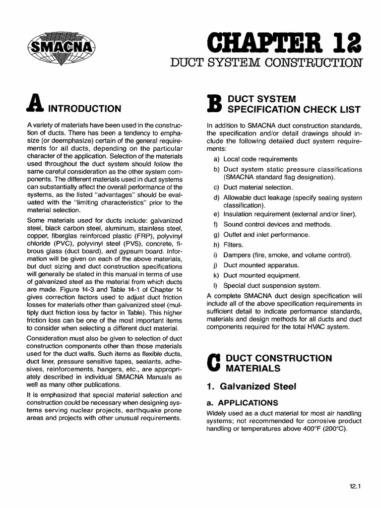 SMACNA Systems | Download Free PDF | Duct (Flow) | Steel