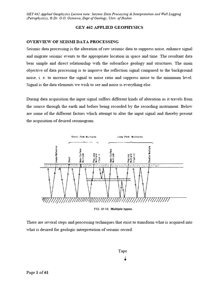 GEY 462 Seismic and Well Logging | PDF | Reflection Seismology | Waves