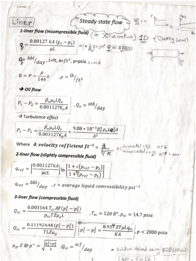 Flow Eqn Reservoir Eng | PDF