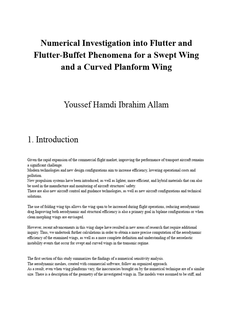 Curved Wing Youssef Allam | PDF | Drag (Physics) | Aerodynamics