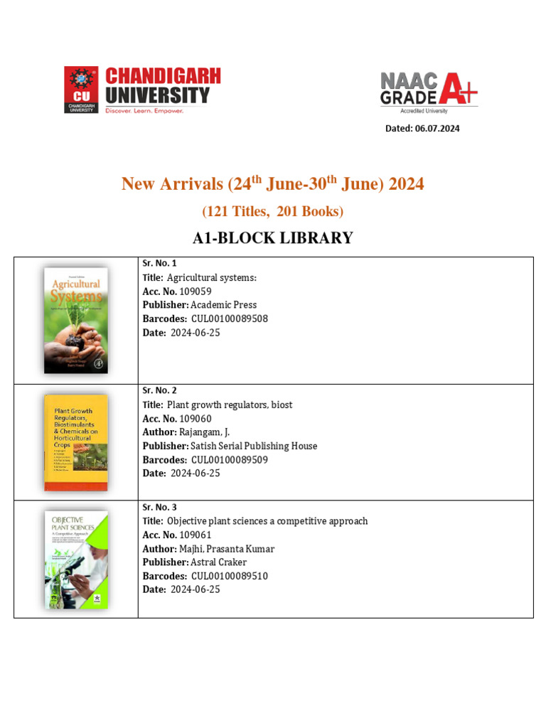 Attachment 1 New - Arrivals-Library-Books | PDF | Agriculture