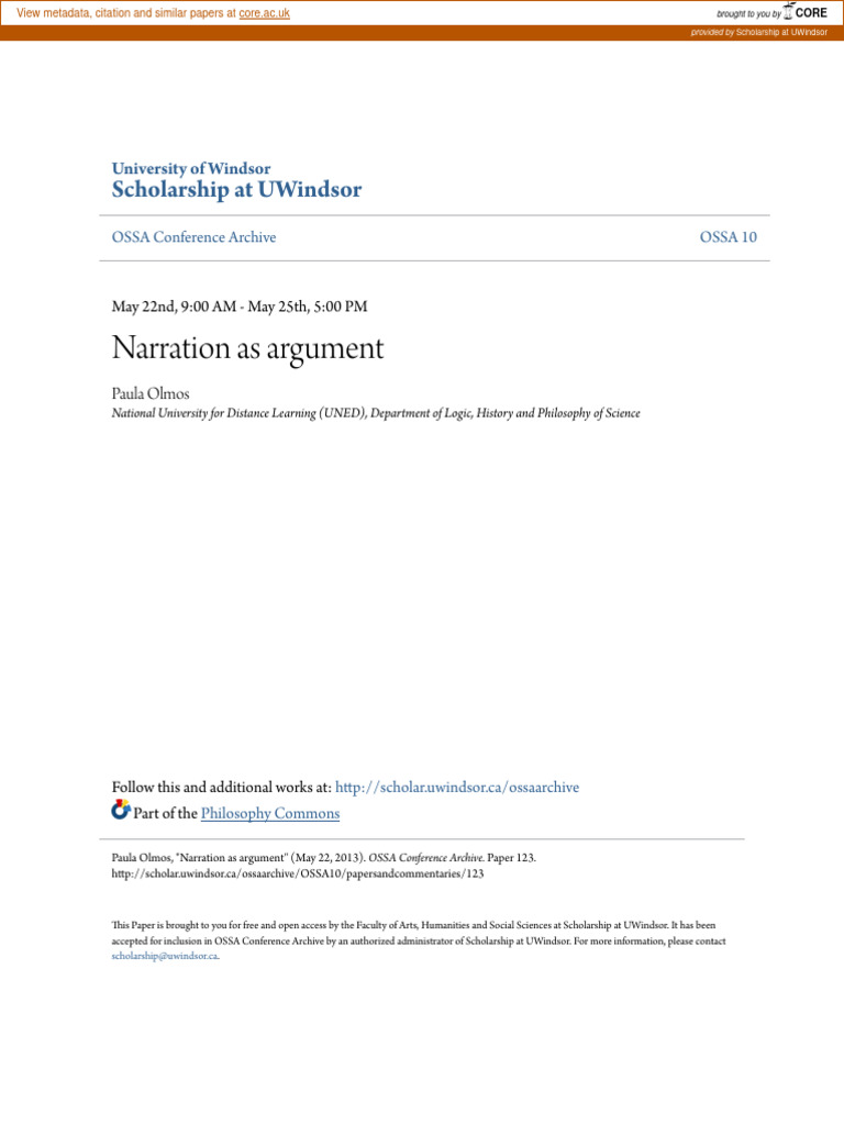Argumentation As A Narrative | PDF | Rhetoric | Argument