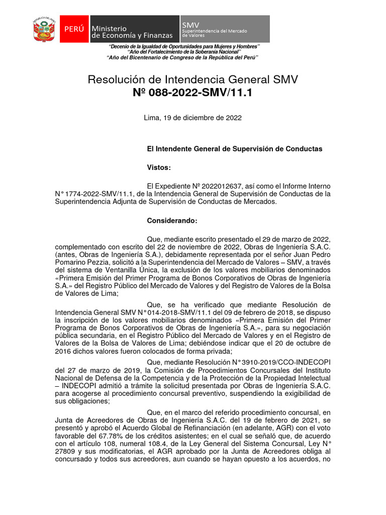Rigsc #088-2022-SMV11.1 | PDF | Bolsa de Valores | Bolsa