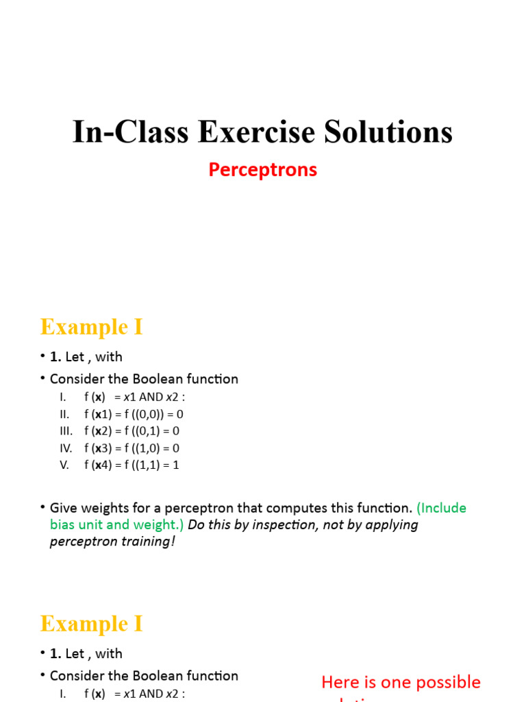 Perceptron Learning Exercises and Solutions | PDF | Statistical Data ...