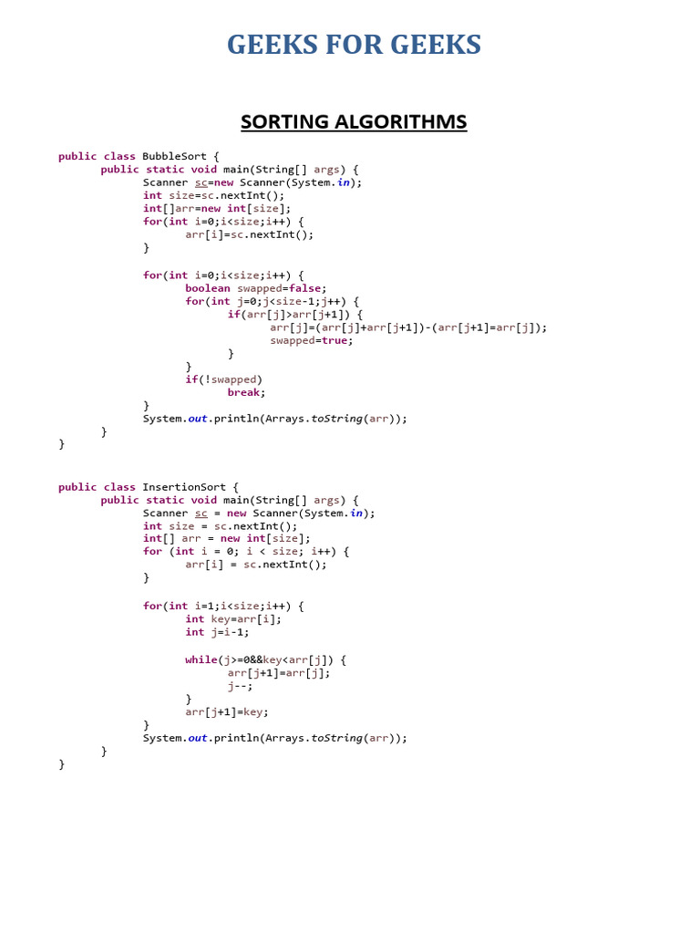 GFGJava | PDF | Computer Science | Computer Programming