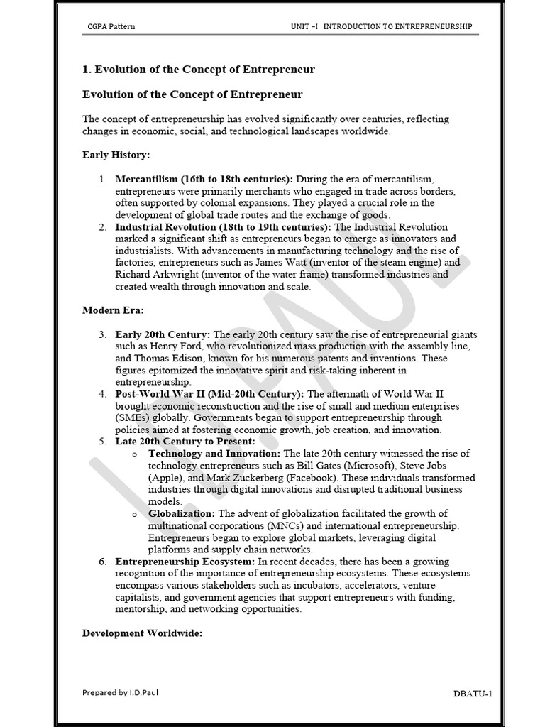 Evolution and Functions of Entrepreneurship | PDF | Entrepreneurship ...